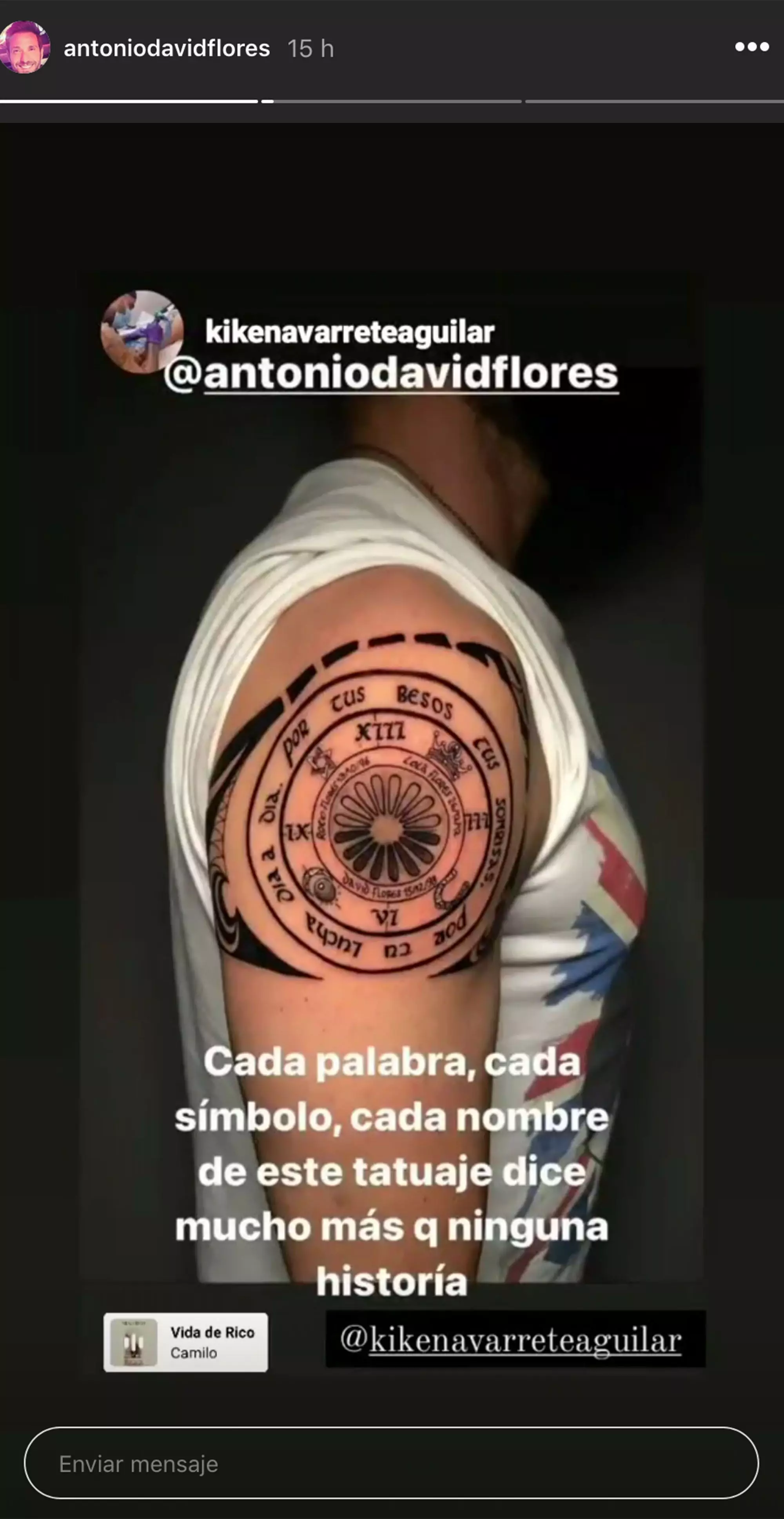 Антонио Дэвид Флорес үз балаларына хөрмәт йөзеннән татуировка ясый