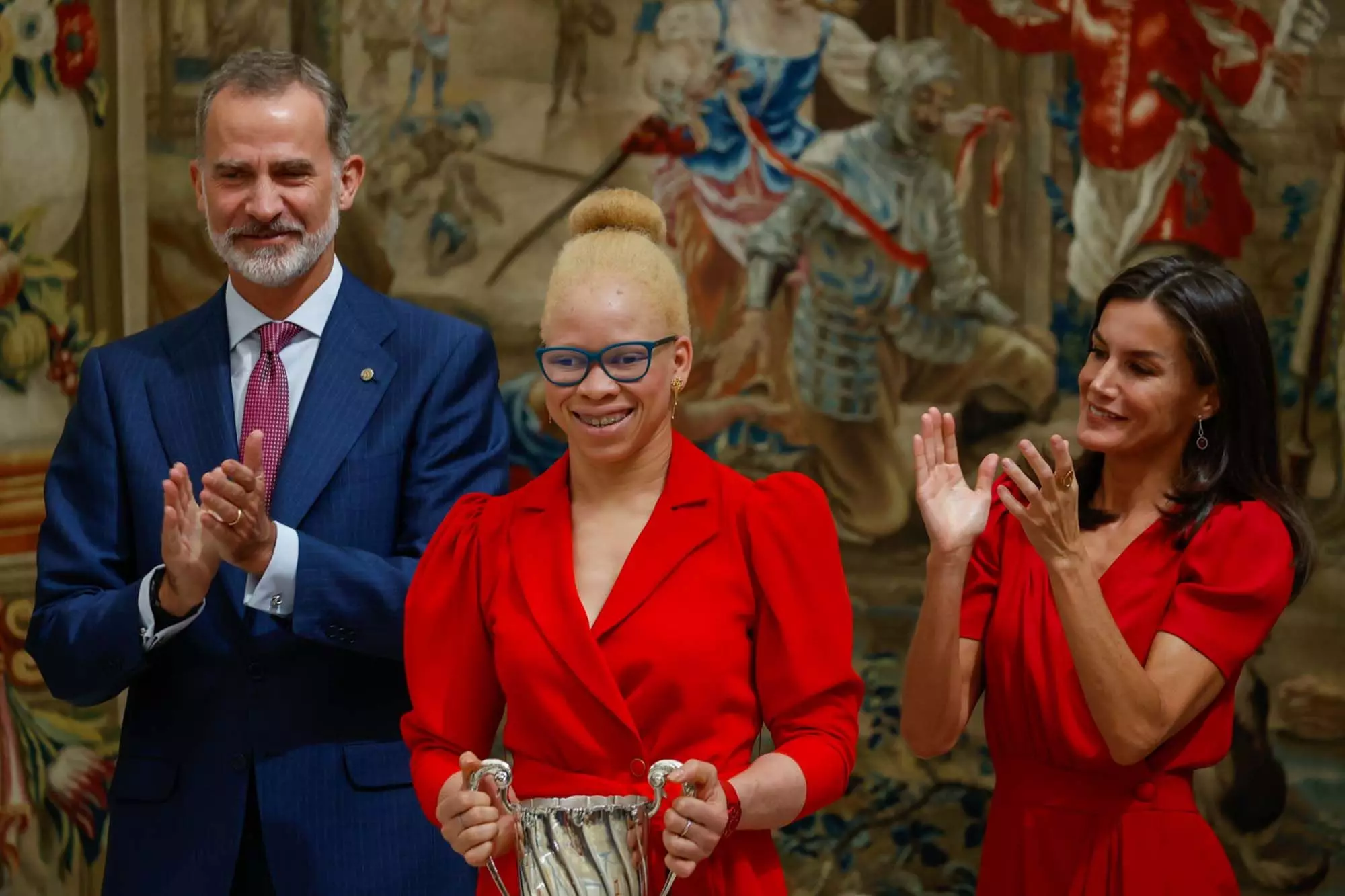 španjolski kralj felipe vi i letizia ortiz tijekom dodjele nacionalnih sportskih nagrada 2022. u madridu u ponedjeljak, 18. srpnja 2022.