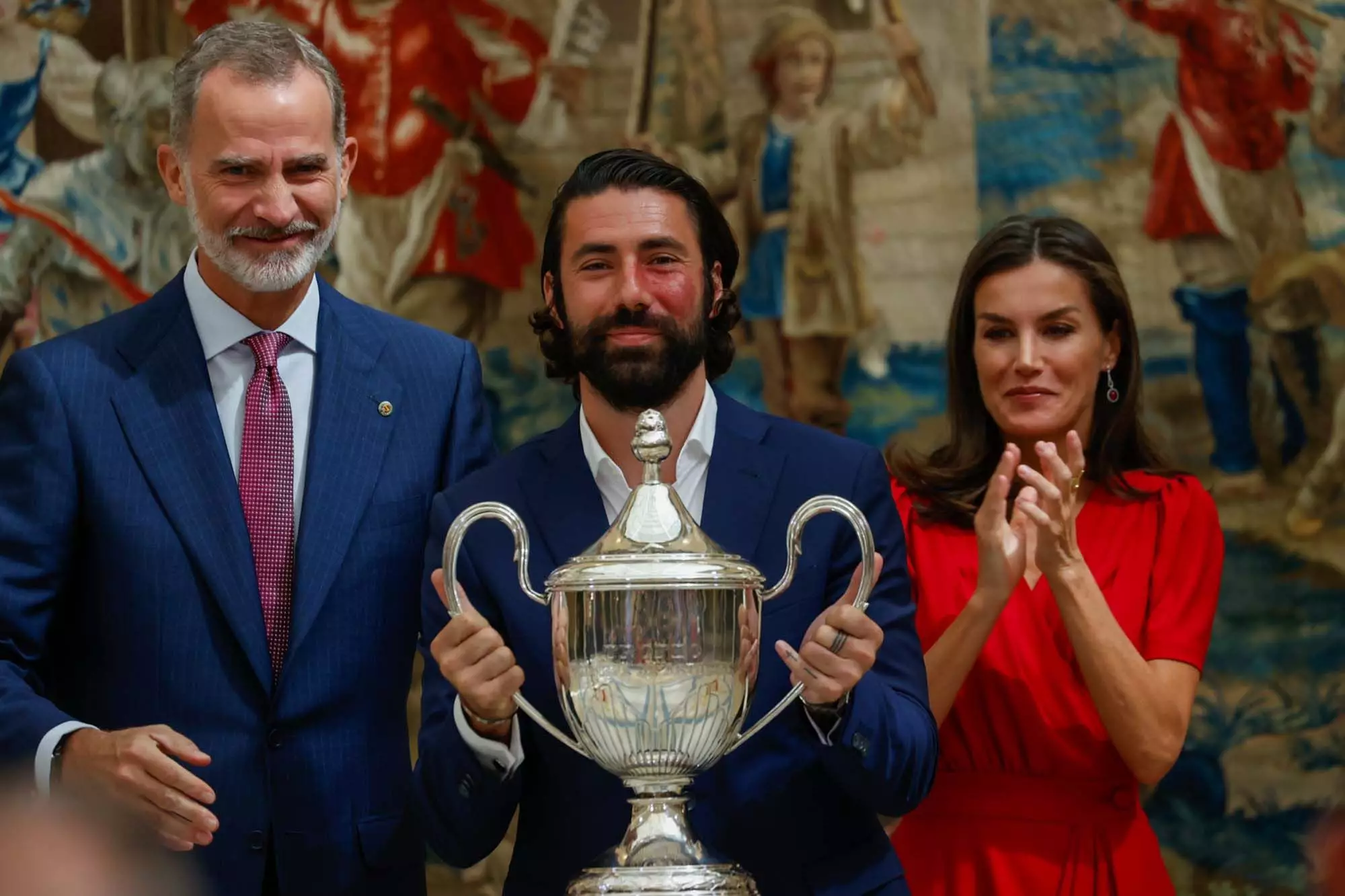 španělský král Felipe vi a letizia ortiz během národních sportovních cen 2022 v Madridu v pondělí 18. července 2022
