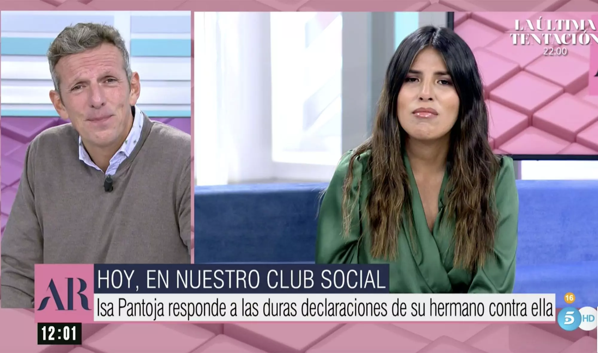 Isabel pantoja és Joaquín prat lánya az ana rosa in telecinco forgatásán