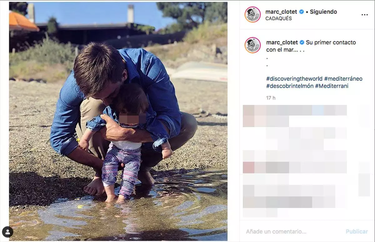 Marc Clotet berkongsi berenang pertama anak perempuannya Lía di laut