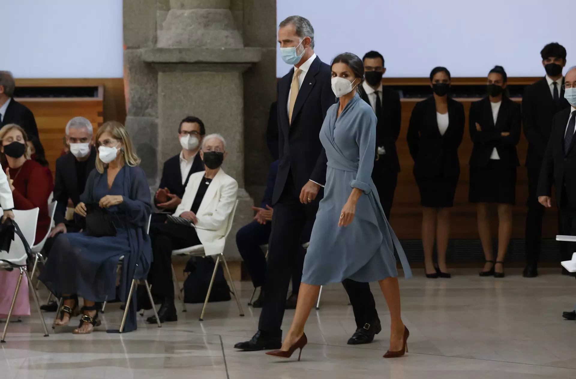 spanish king felipe vi and queen letizia during the 2018 2019 national culture awards in madrid on tuesday, september 28, 2021