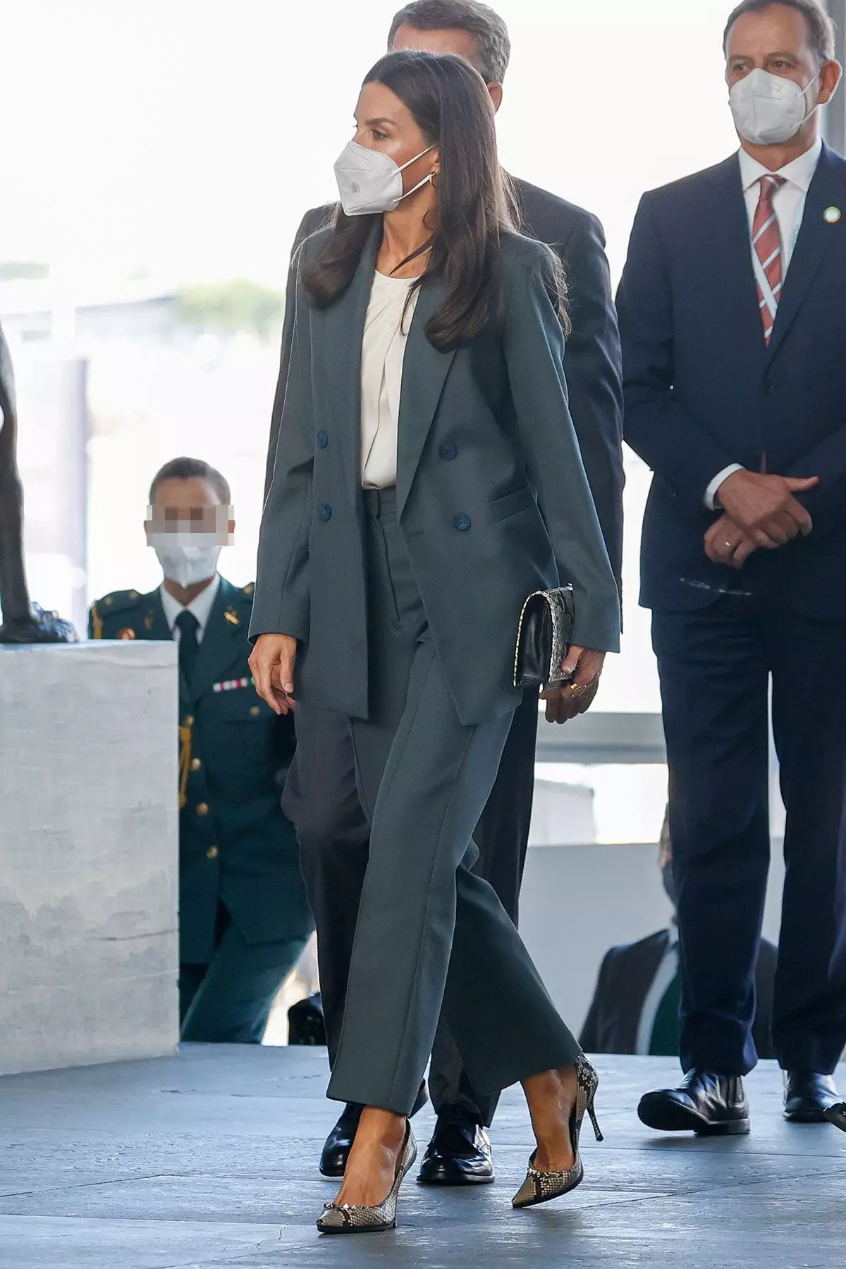 letizia cont greenish gray jacket suit