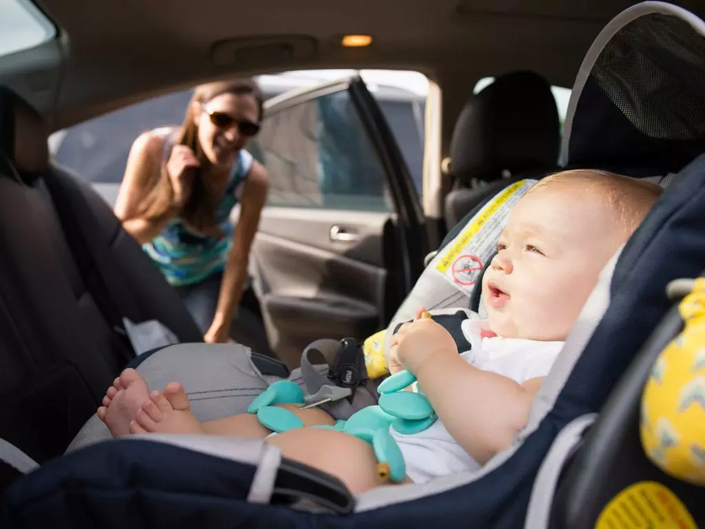 Baby in car seat, Car seat, Product, Child, Motor vehicle, Baby, Family car, Seat belt, Vehicle, Car,