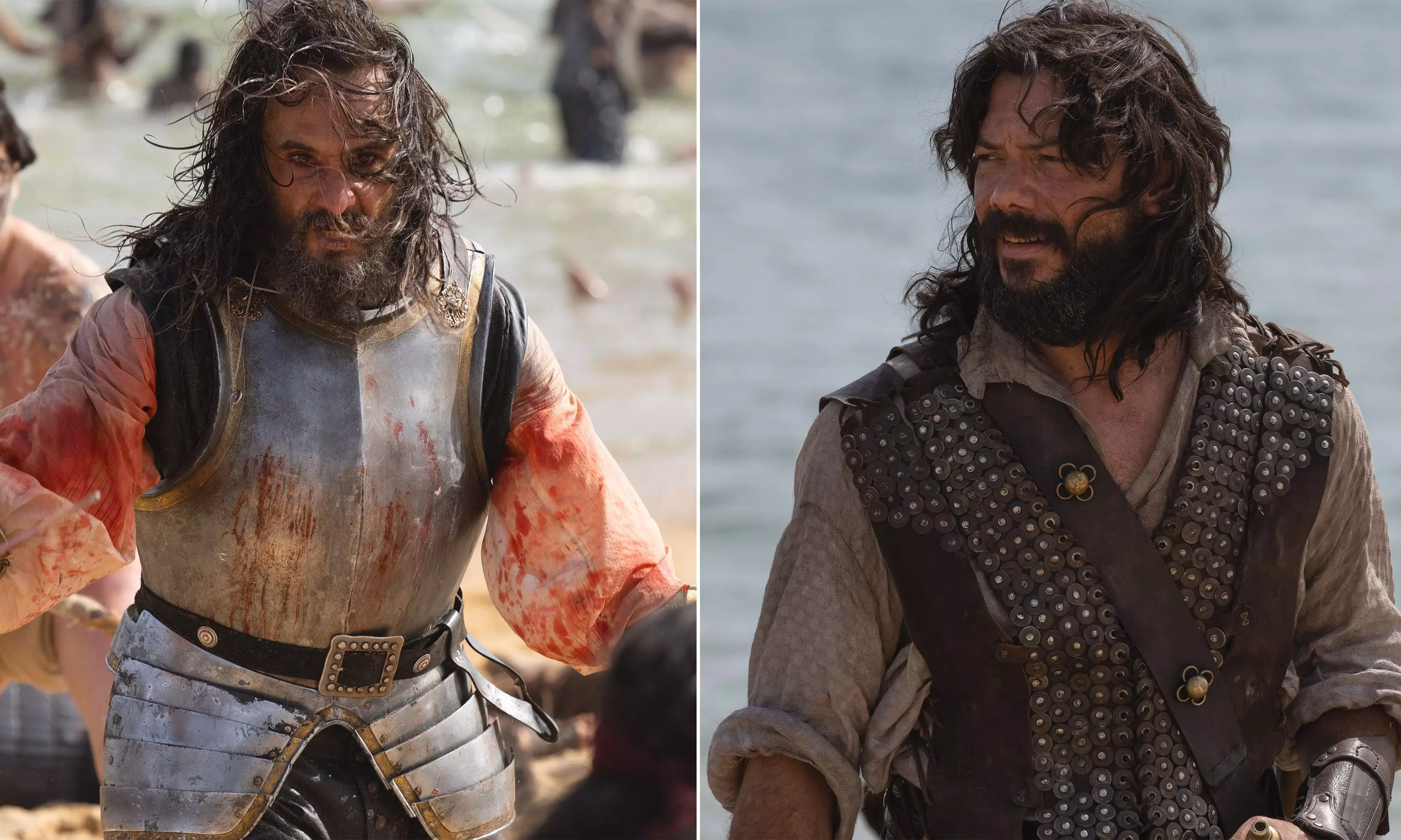 rodrigo santoro and Álvaro morte, characterized as magellan and elcano, in the miniseries without limits