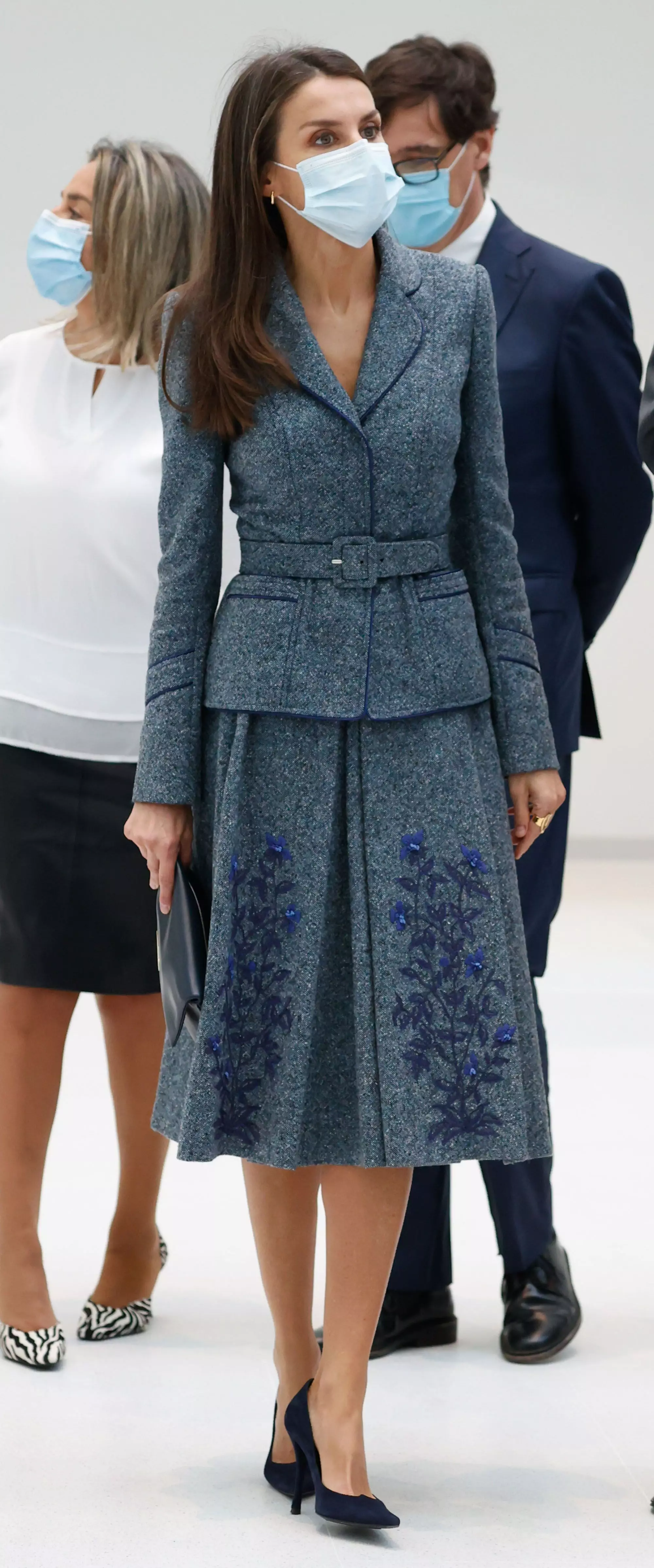 queen letizia wears a repeated outfit by felipe varela in toledo