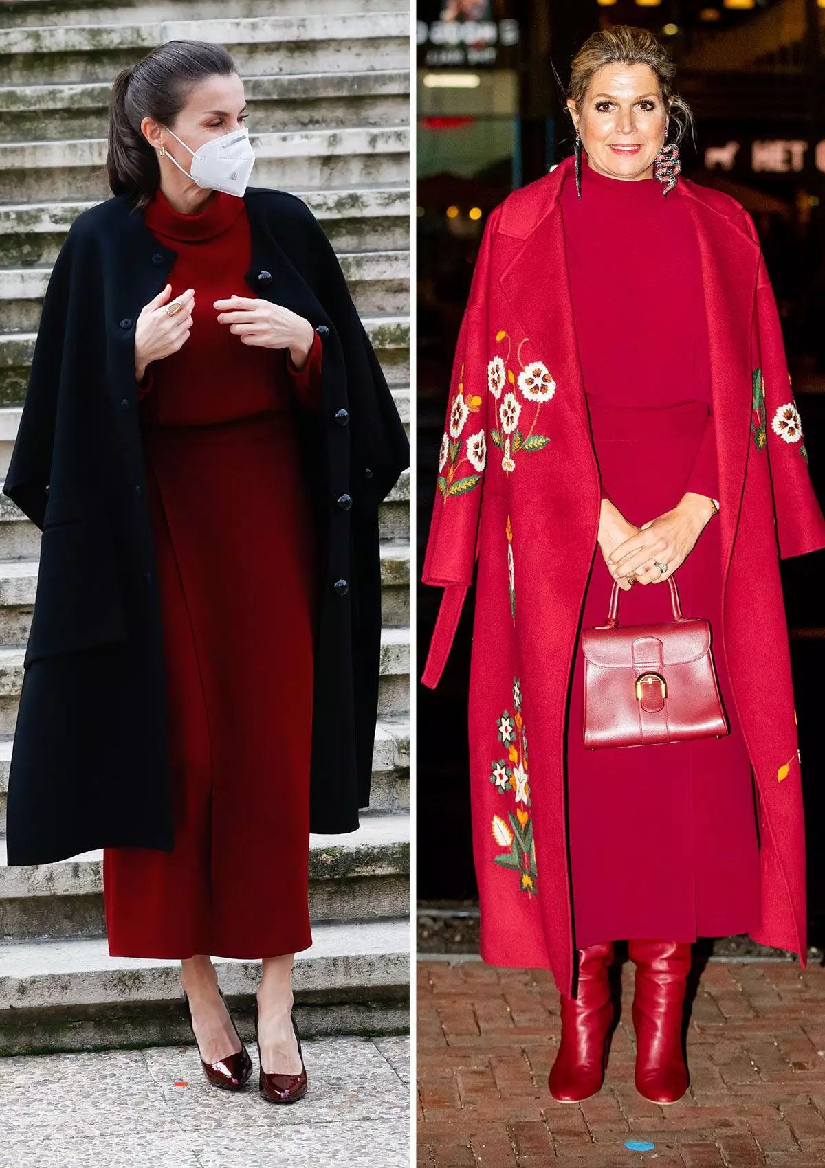 letizia and maxima from the netherlands, with the same massimo dutti dress