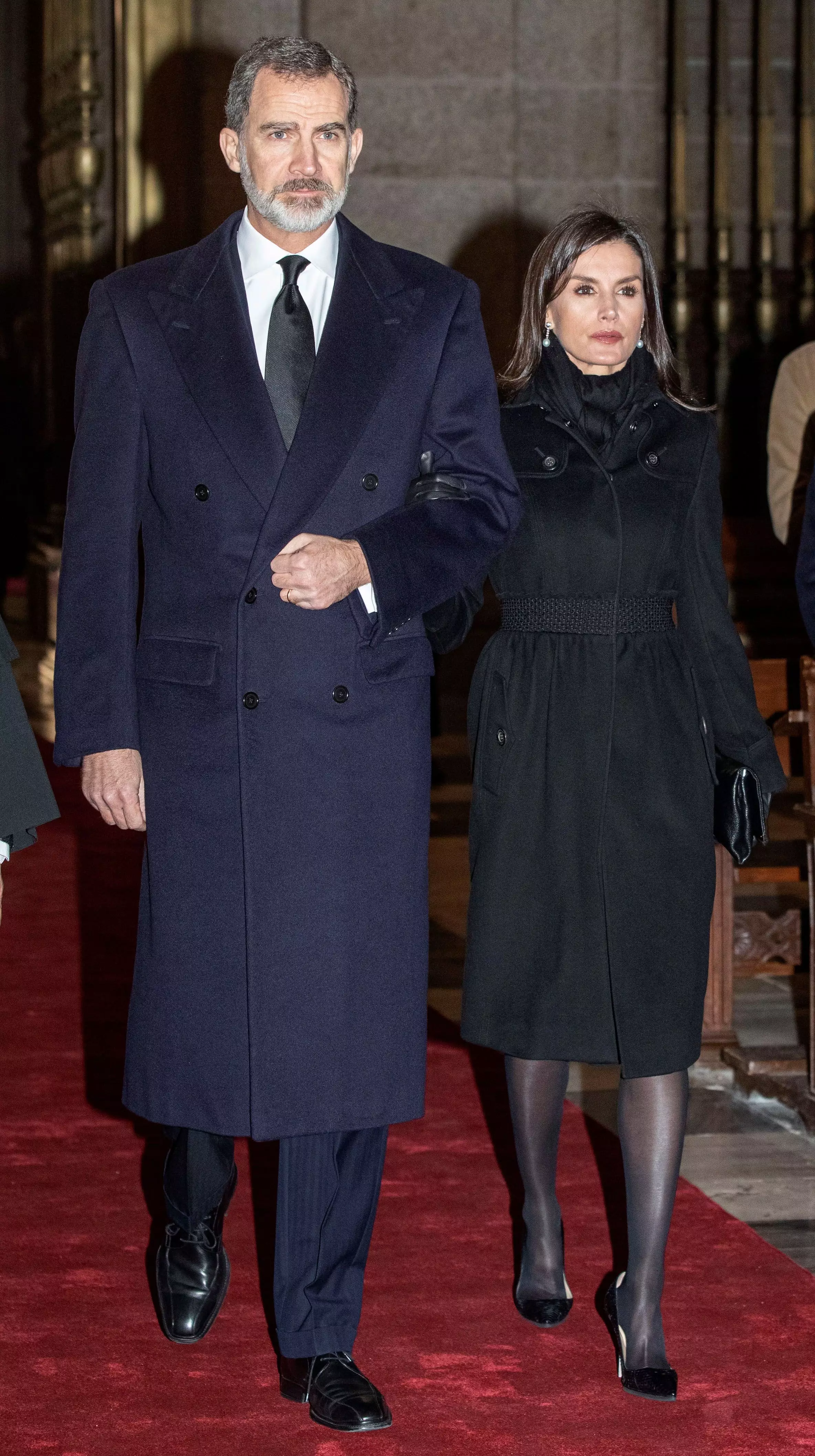 Rei Felipe e Rainha Letizia no funeral da Infanta Pilar