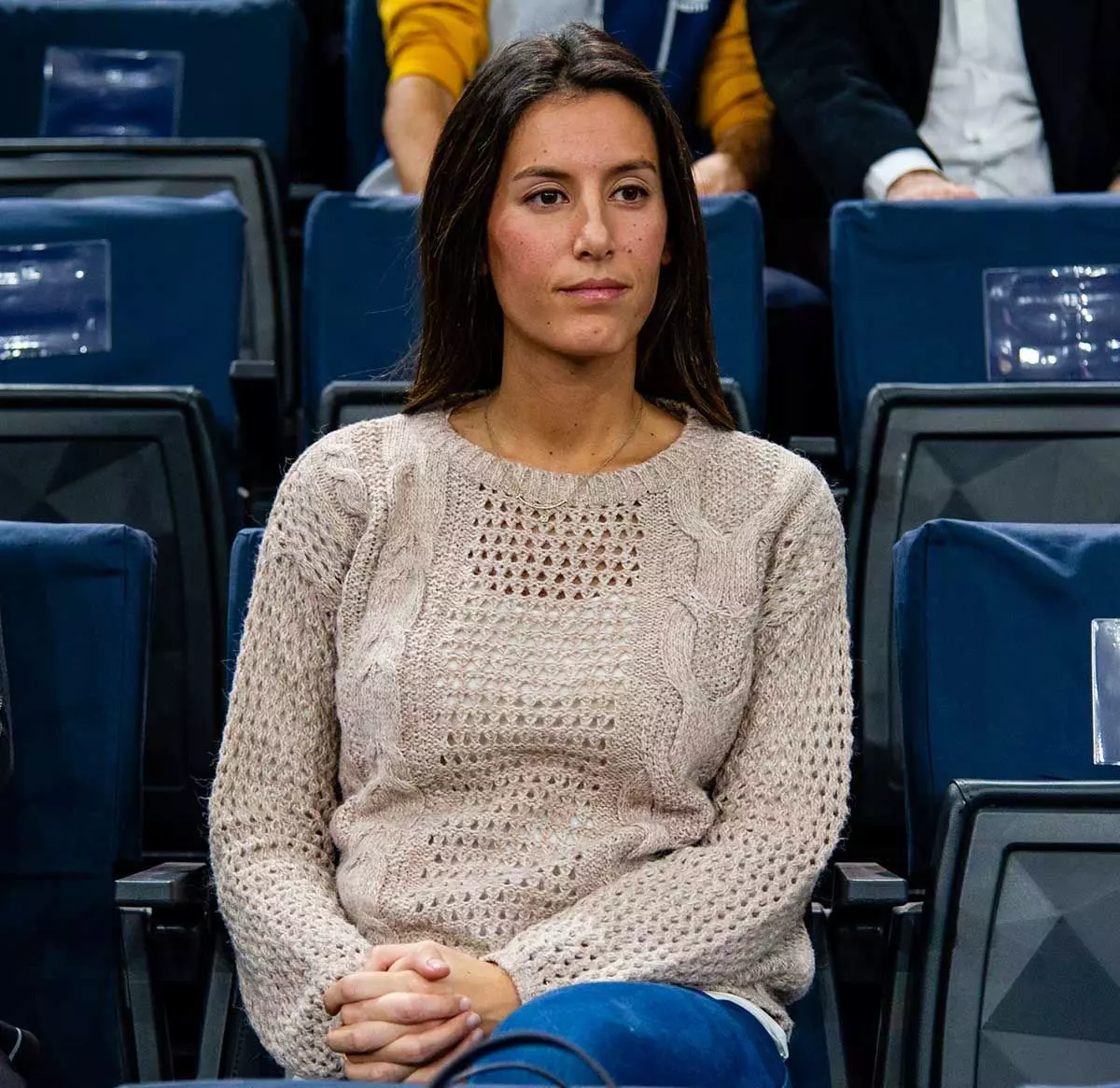 Ana Boyer, pregnant with her first child, attends a tennis tournament on October 31