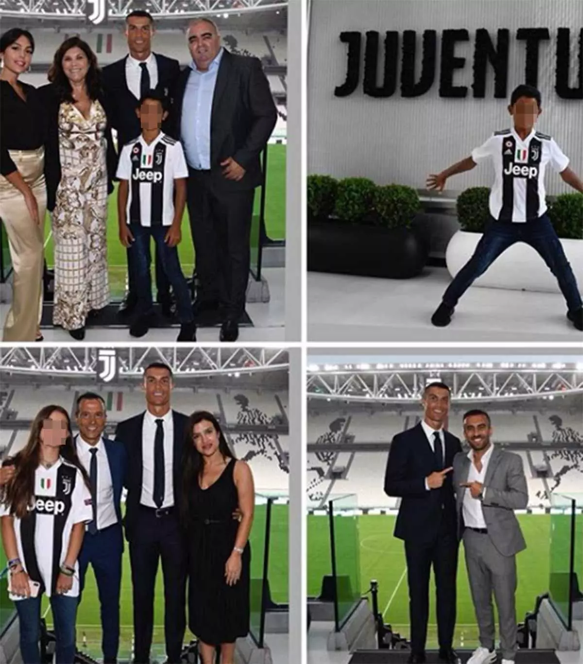 Cristiano Ronaldo pose karo kulawargane nalika presentasi minangka pemain anyar Juventus