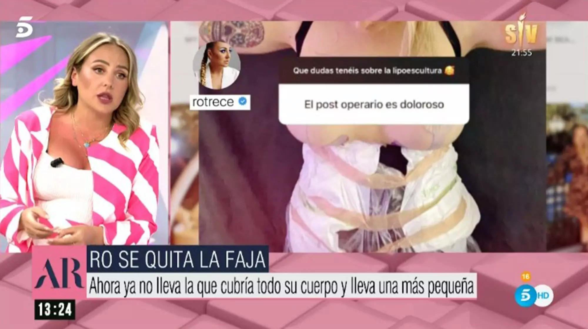 Rocío Flores confesa que xa se quitou a faixa de todo o corpo tras a súa operación de lipoescultura e conta como está no postoperatorio