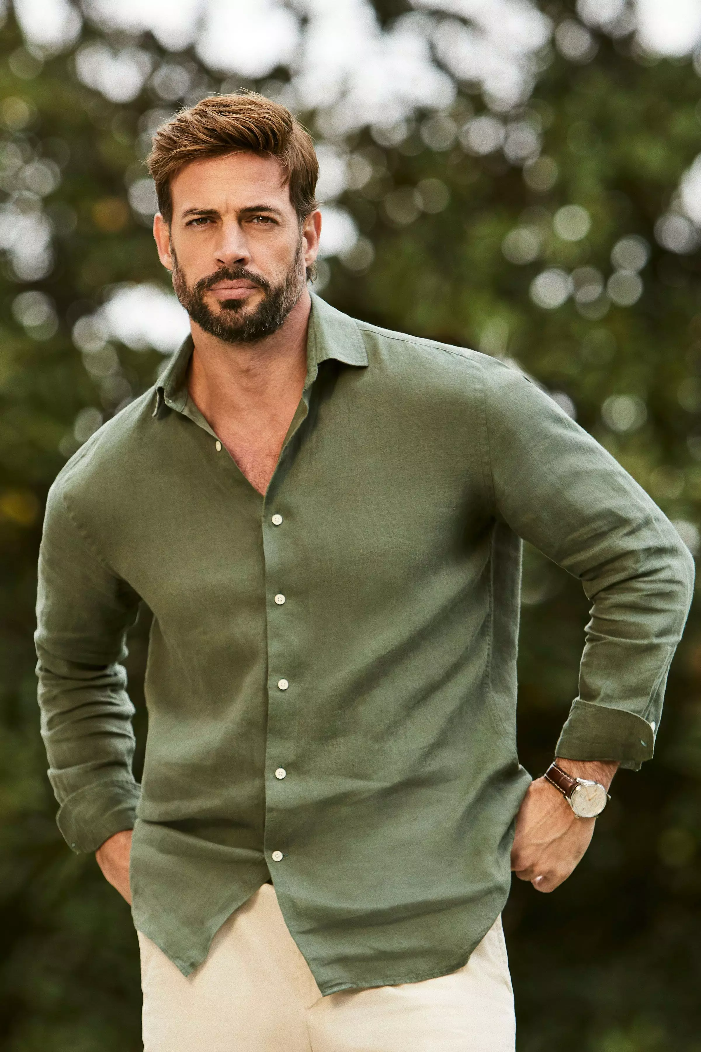 William Levy dina kaos linen héjo