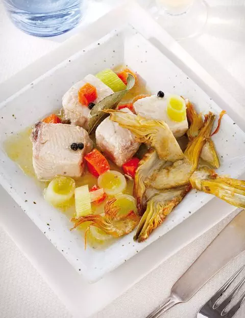 recette dîner léger bonite marinée aux artichauts