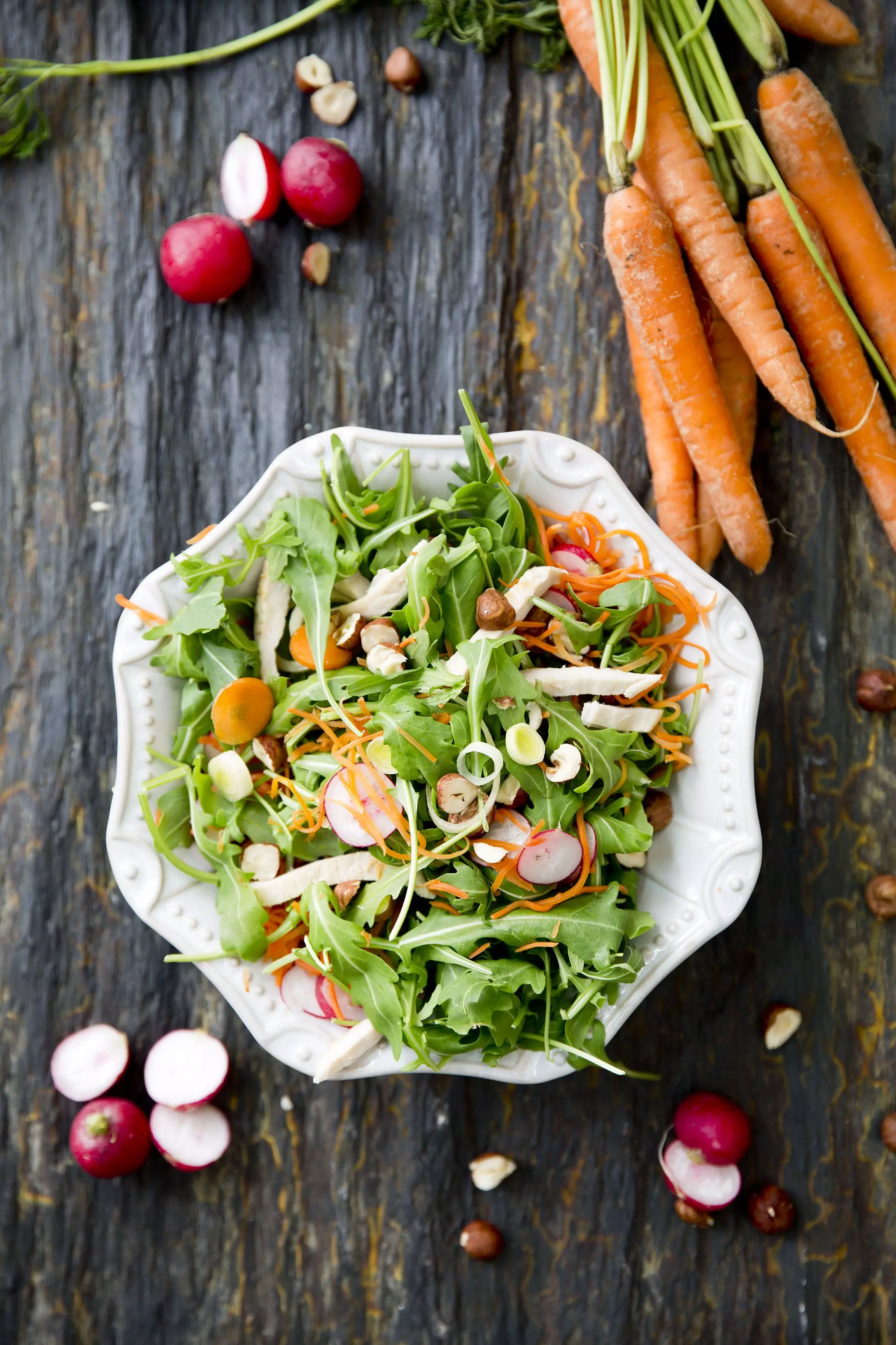 Rucola und Hühnersalat