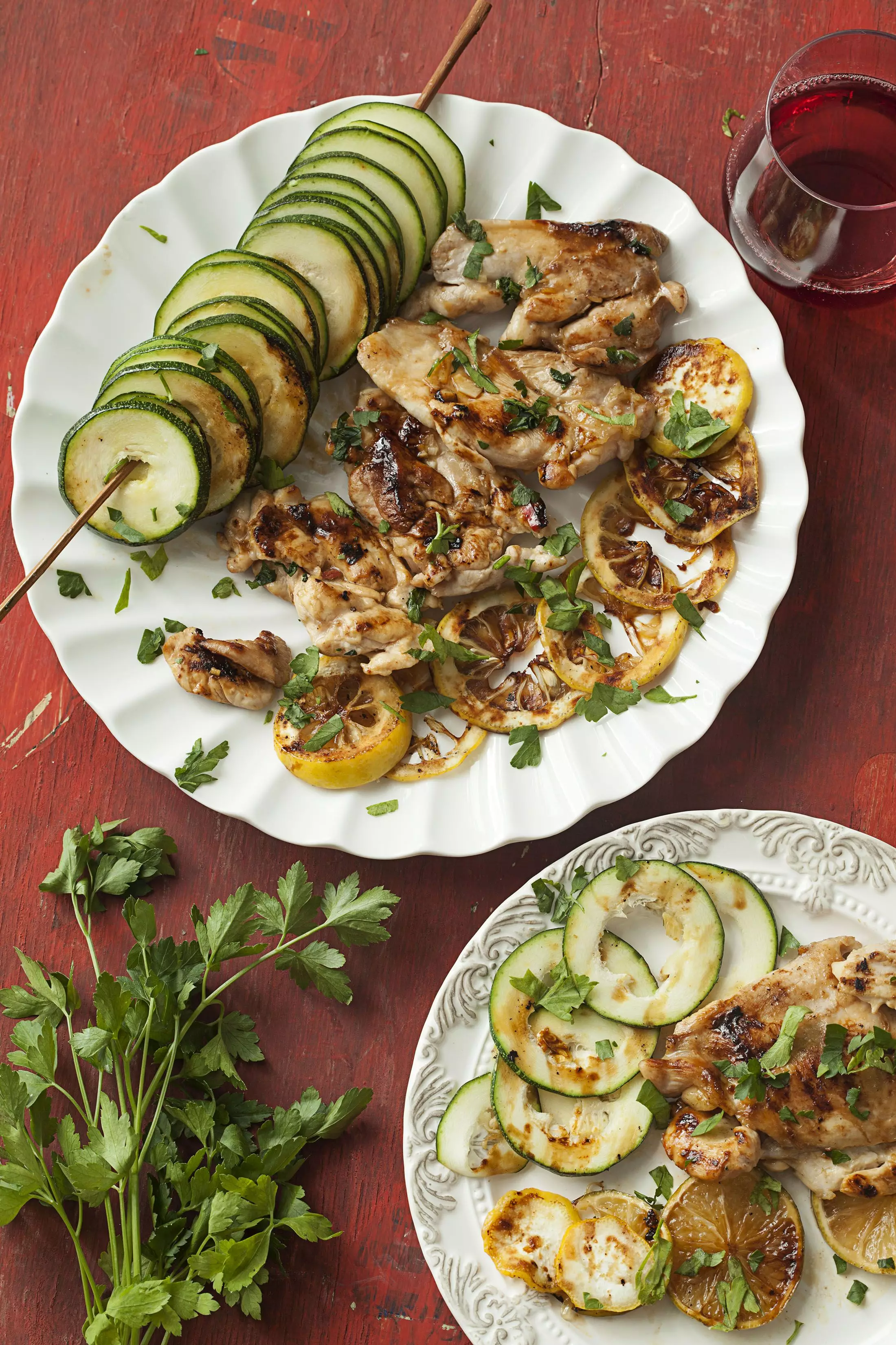 Zucchini-Spieße mit Hähnchen