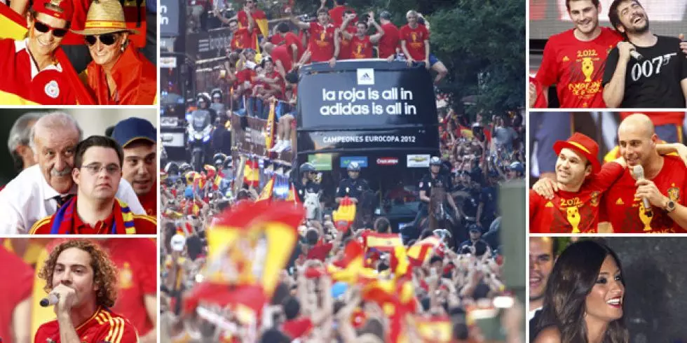 'La Roja' trille mei de fans yn 'e strjitten fan Madrid