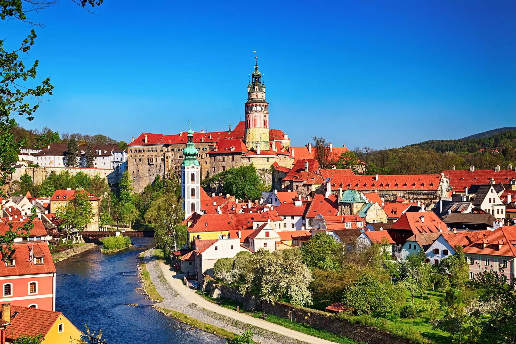 Cesky krumlov ទេសភាពសាធារណរដ្ឋឆេកនៅរដូវក្តៅ