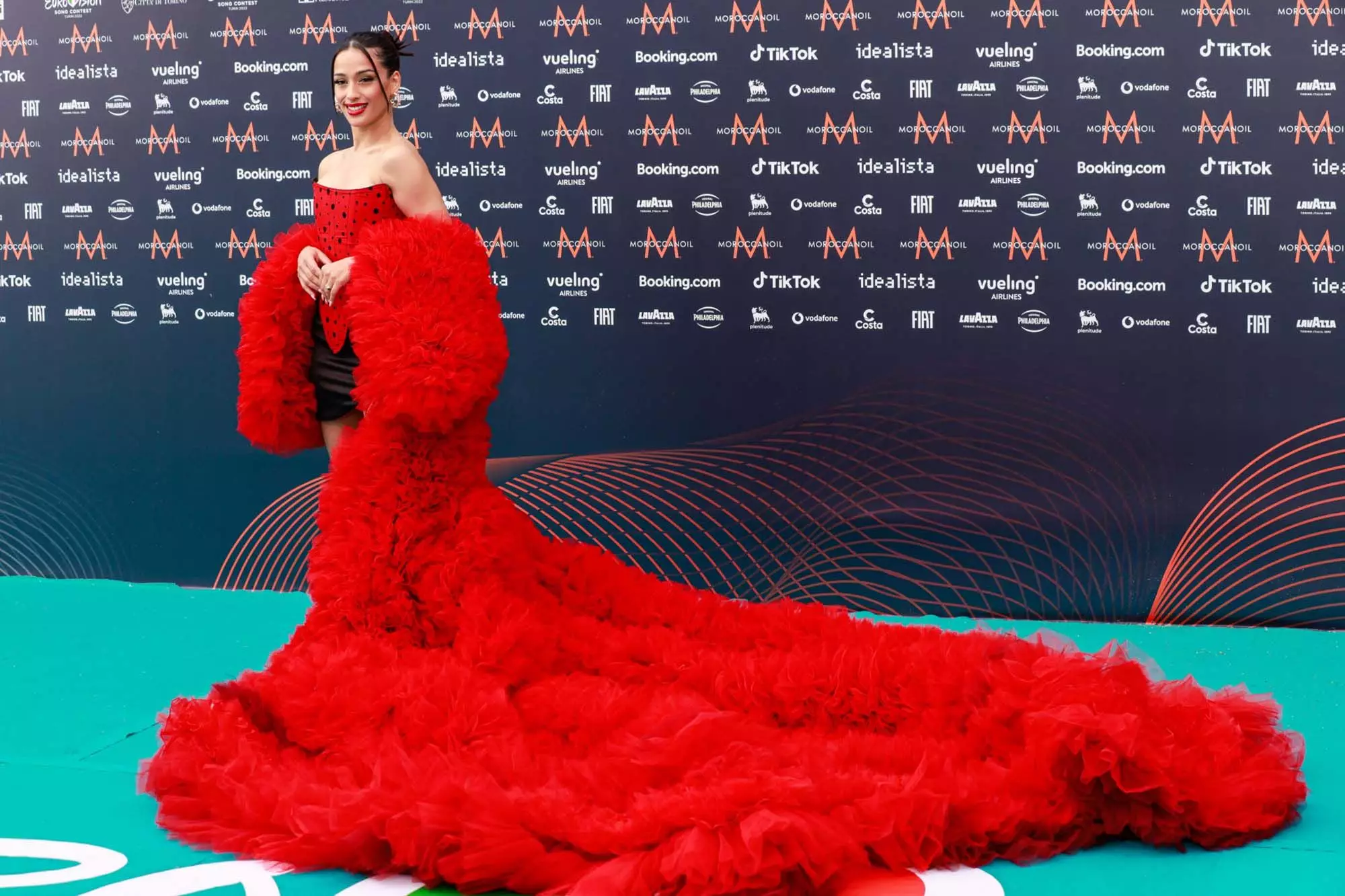 la chanteuse et actrice chanel terrero lors de la cérémonie d'ouverture du concours eurovision de la chanson venaria reale italie le 8 mai 2022