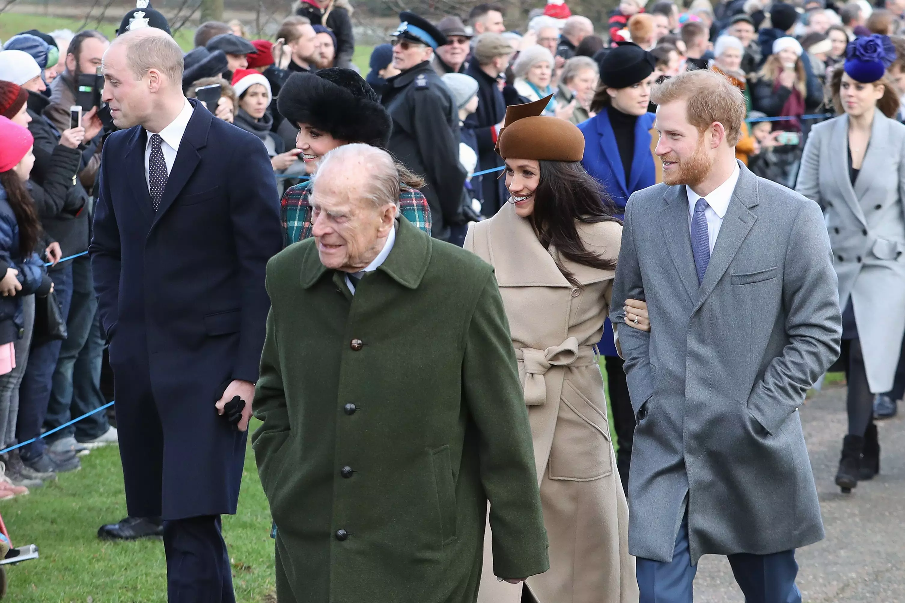 Mitglieder der königlichen Familie besuchen die St. Mary Magdalene Church in Sandringham